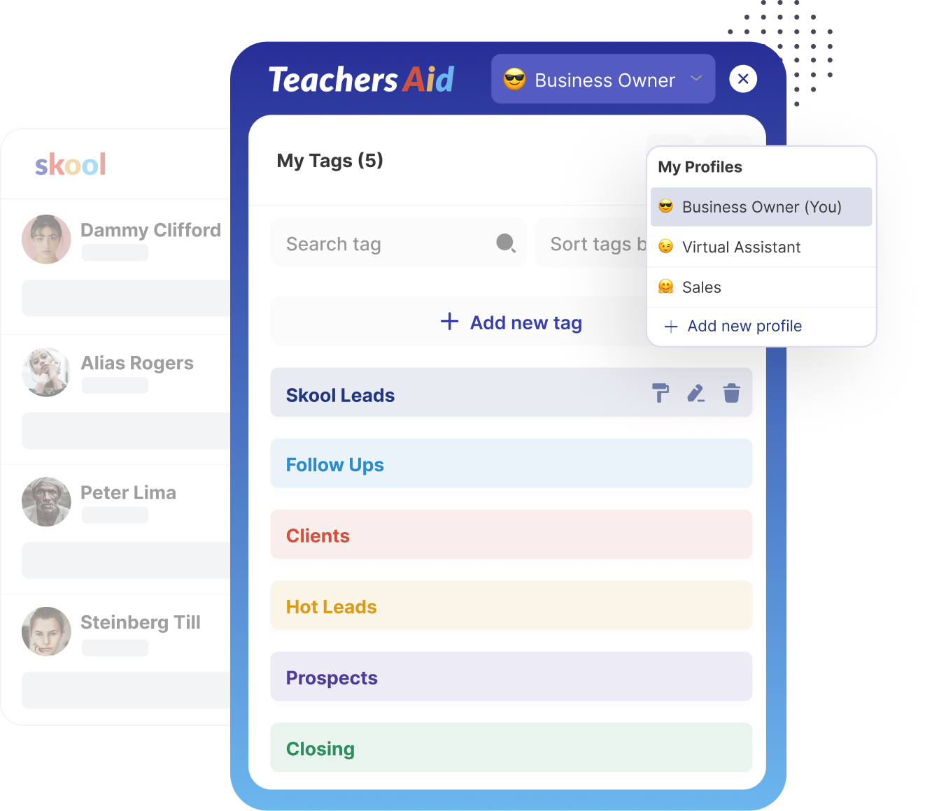 Teachers Aid: Skool CRM - Never lose a Lead, Message, or Sale again